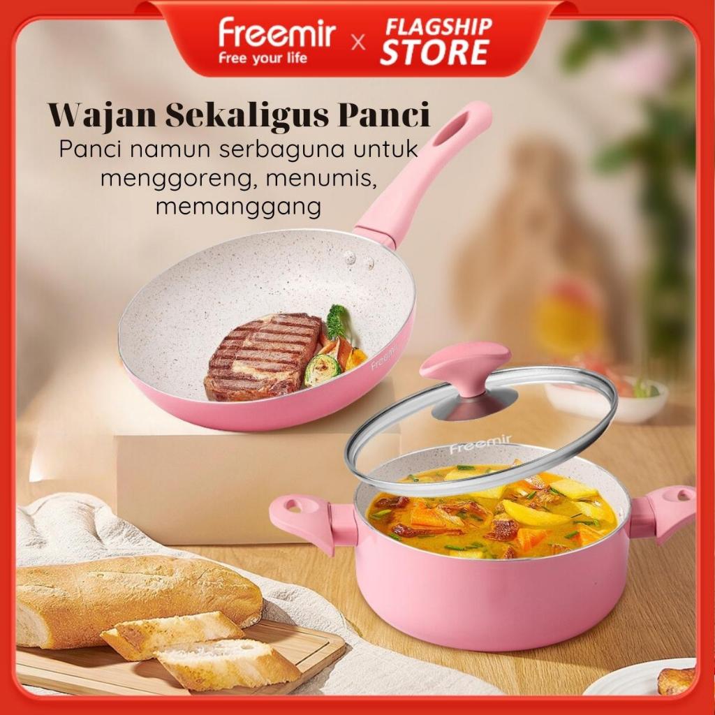 Jual [TERMURAH] freemir Set Wajan Penggorengan 16 / 18 / 20 / 24 / 28CM ...