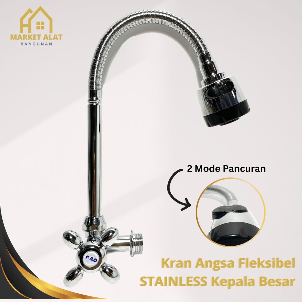 Jual Kran Angsa Cuci Piring Fleksibel STAINLESS Kepala Besar 2 Tipe ...