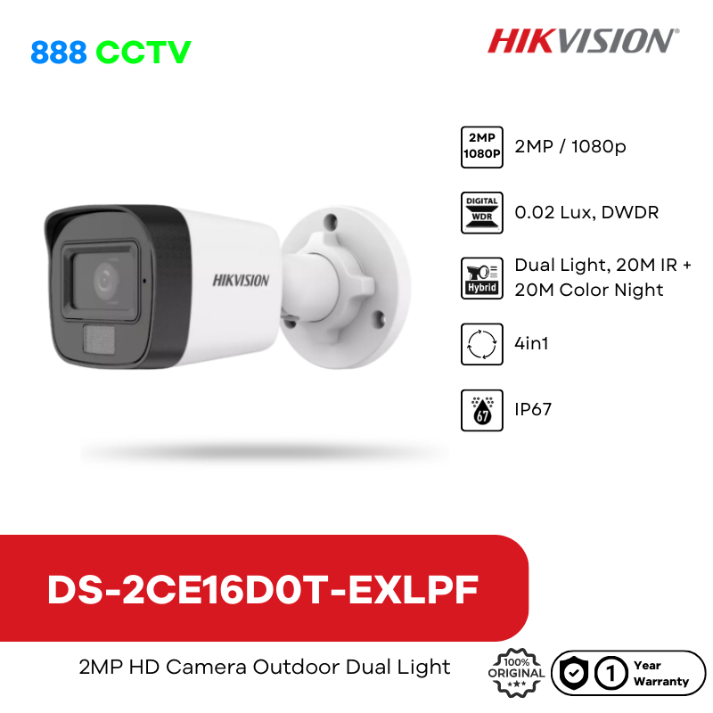 Jual Camera CCTV 2MP Hikvision DS-2CE16D0T-EXLPF Outdoor | Shopee Indonesia