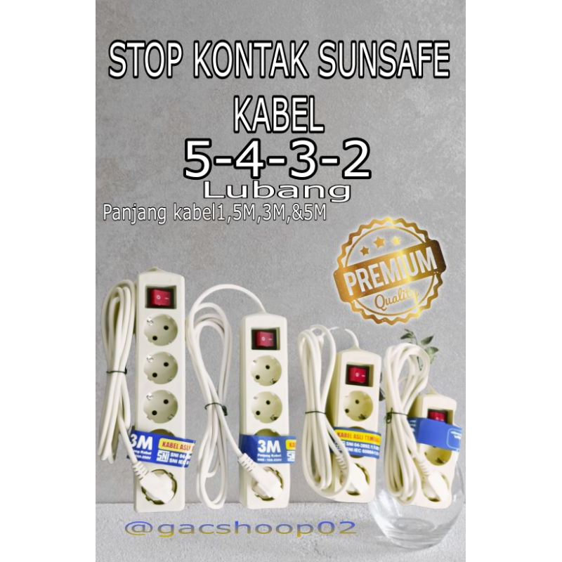 Jual STOP KONTAK KABEL SUNSAFE PANAJANG 1,5METER/5METER,STOP KONTAK TERMURAH!! | Shopee Indonesia