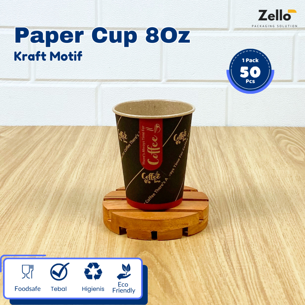 Jual [50 PCS] Paper Cup 8 Oz 240ml Gelas Kertas Kopi Teh Minuman Panas Foodgrade | Shopee Indonesia