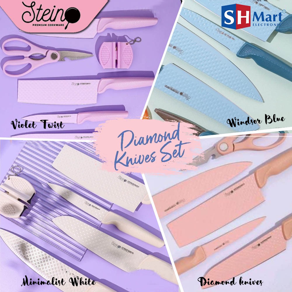 Jual STEINCOOKWARE PISAU DIAMOND KNIFES SET 5 + FREE KNIFE SHARPENER ...