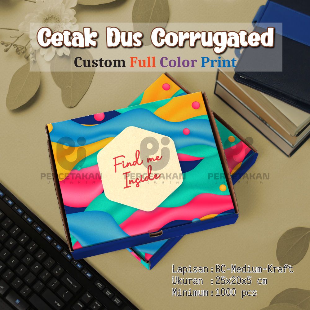 Jual Cetak Dus Corrugated 25x20x5 cm FULL COLOR Free Custom Desain/Logo ...