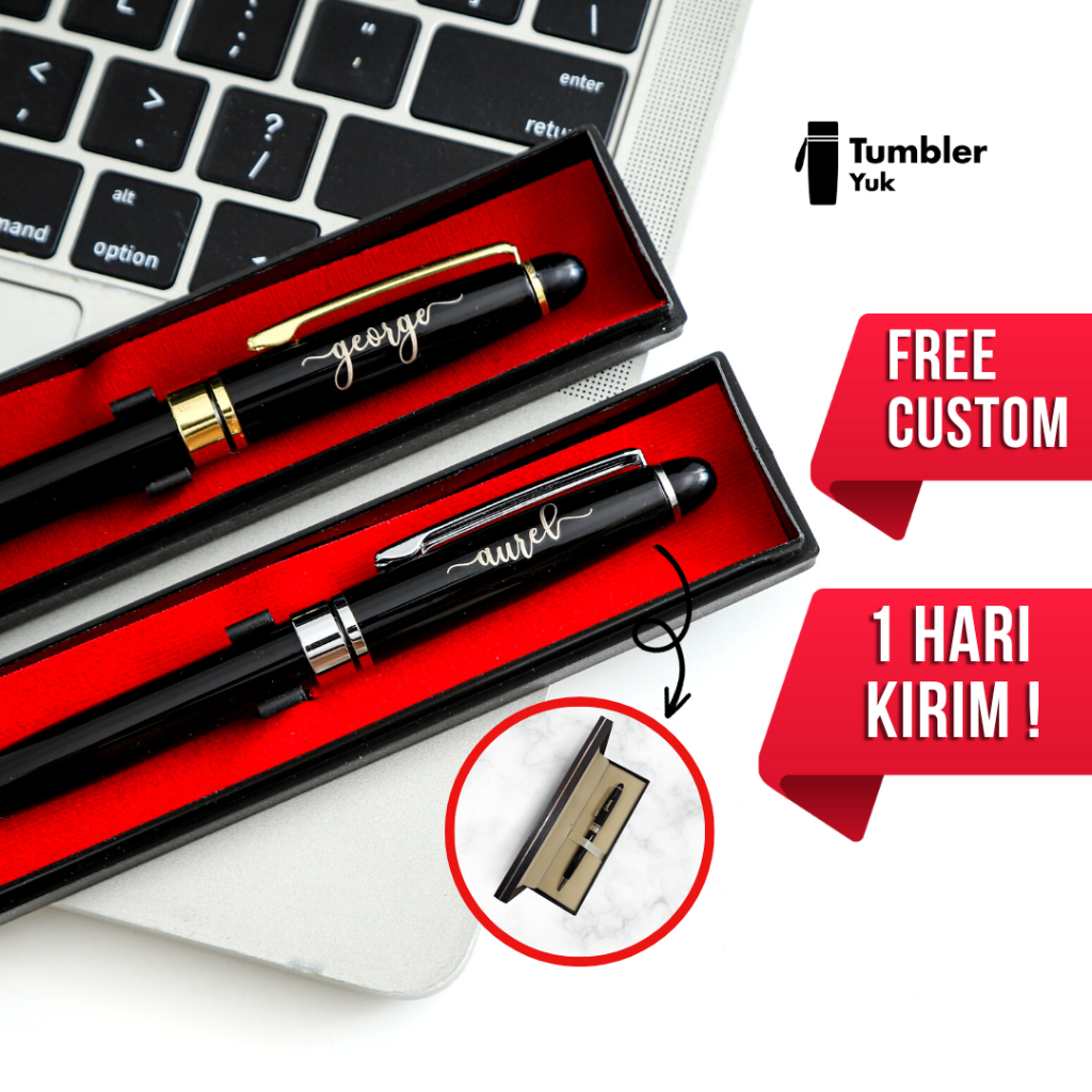 Jual Pulpen Estetik Pen Bolpoin Custom Nama dan Logo + Box untuk ...