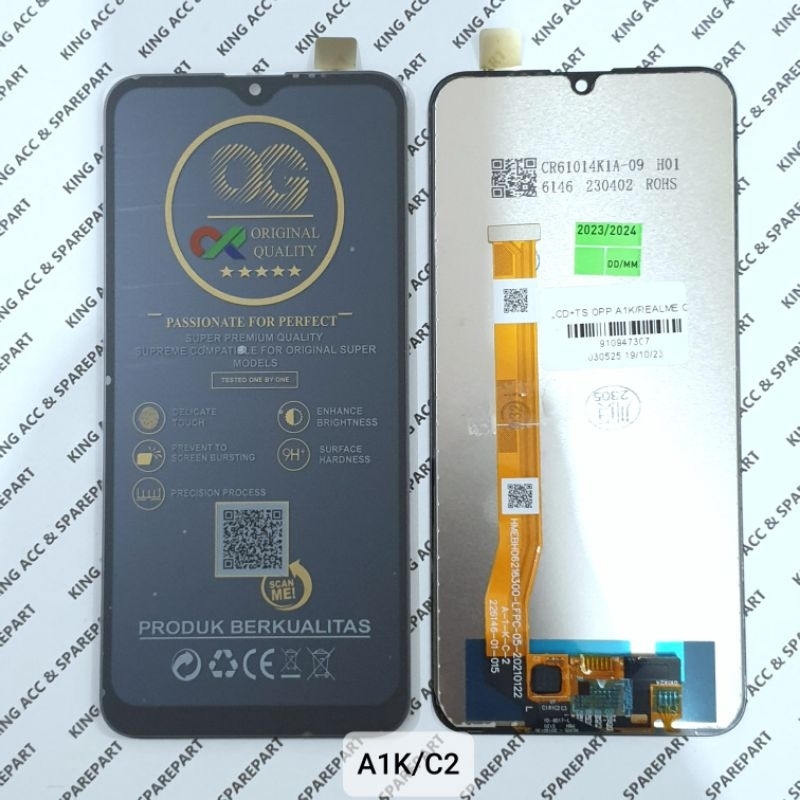 Jual OG SUPER LCD TOUCHSCREEN OPP A1K REALM C2 BLACK | Shopee Indonesia