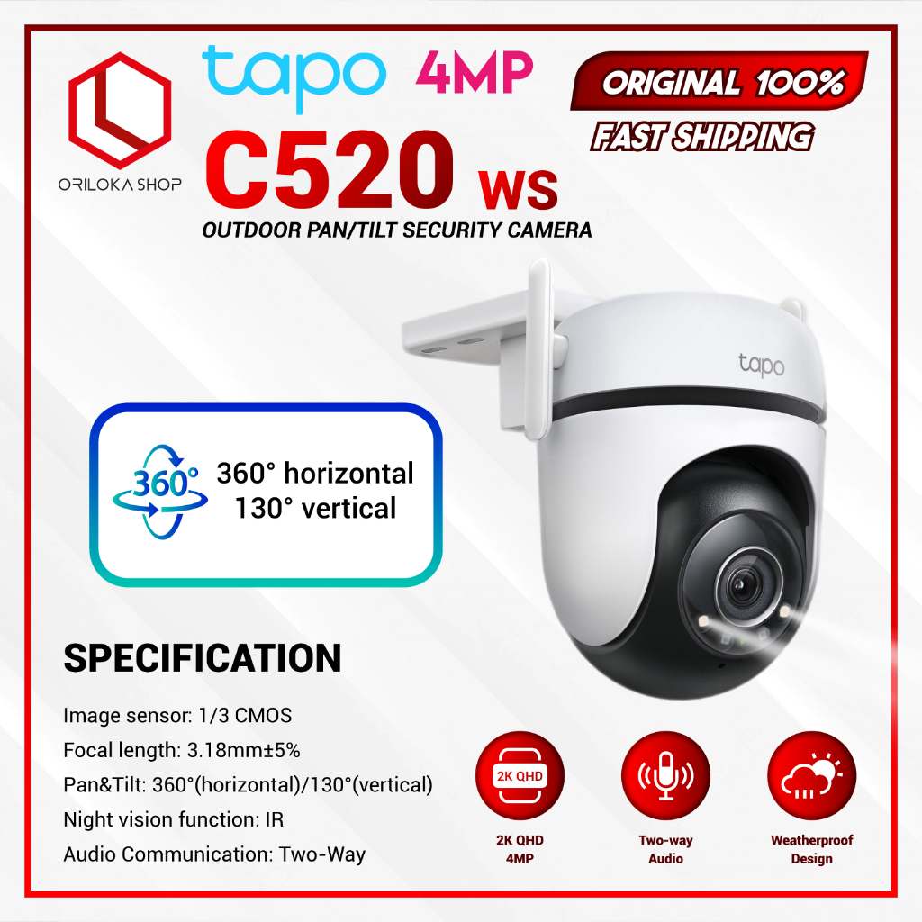 Jual TP-Link Tapo C520WS 2K QHD CCTV Outdoor Pan/Tilt Smart IP Camera ...