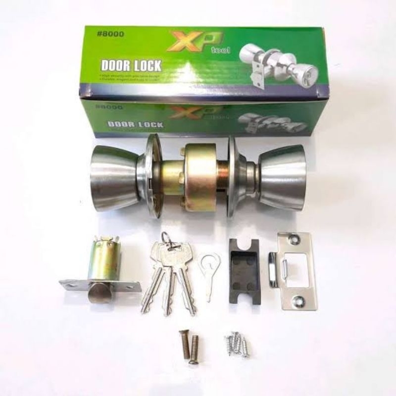 Jual Kunci Pintu Bulat Besi Chrome SS Stainless Crom Handle Gagang ...
