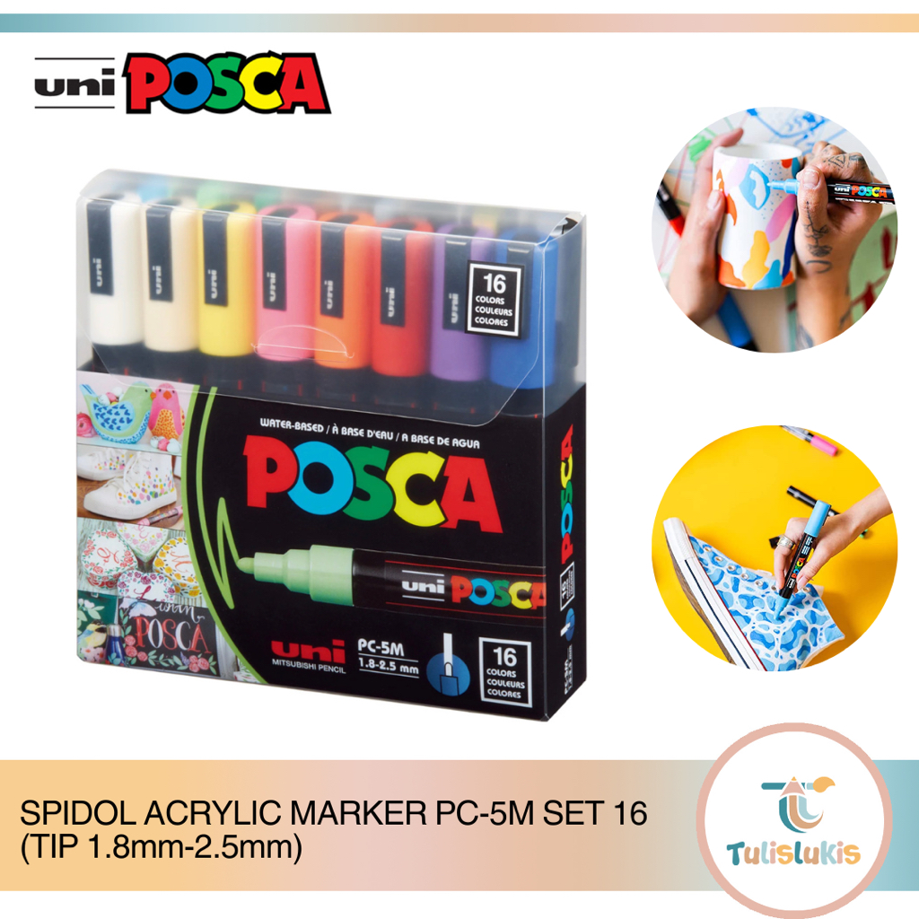 Jual Spidol Uni Posca Marker set 16 PC 5M tip 2.5mm | Shopee Indonesia