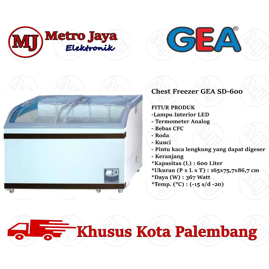 Jual GEA SD-600 SLIDING Curved GLASS FREEZER 600 Liter SD 600 Freezer ...