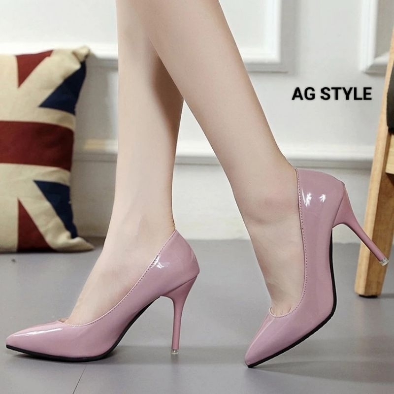 Jual Sandal Wanita Heels Hak Kerucut tinggi 9 cm lancip pantofel sepatu ...