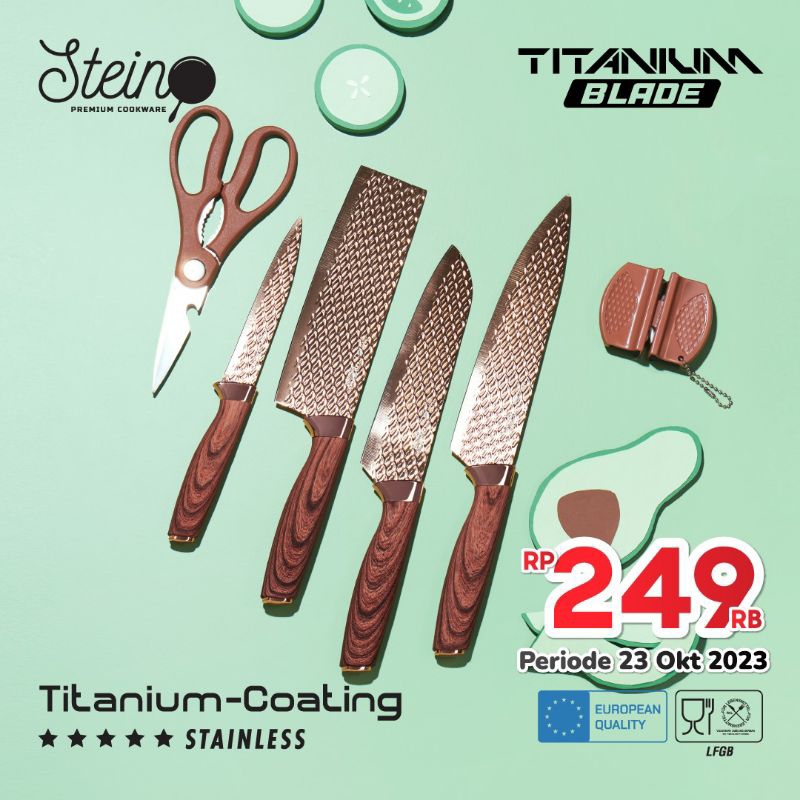 Jual STEIN COOKWARE PISAU SET/ NEW TITANIUM BLADE | Shopee Indonesia