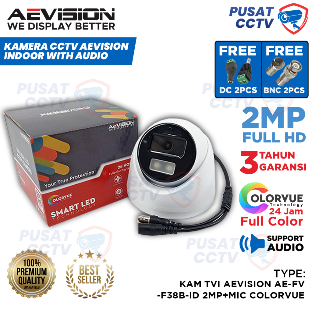 Jual Kamera CCTV Analog Aevision 2MP, Full HD Full Color With Audio ...