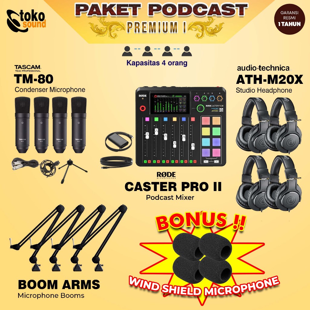 Jual PAKET PODCAST PREMIUM 4 ORG - Rodecaster Pro Mixer - Tascam ...