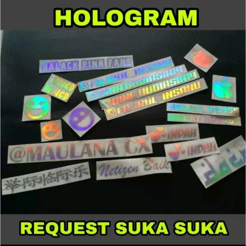 Jual Cutting Sticker / Stiker HOLOGRAM DESAIN SUKA SUKA Logo Nama Dll ...