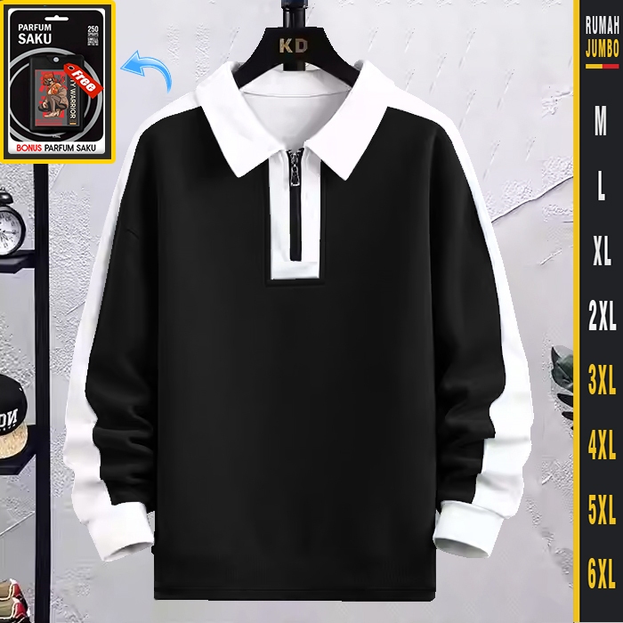 Jual Half Zip Sweater Hitam Garis Putih Jaket Sweater Pria Sweater ...