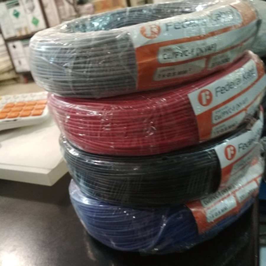 Jual KABEL NYAF 0,5MM 0.5 MM 1X0,5 1X0.5 FEDERAL SERABUT ROLL@50M METER | Shopee Indonesia