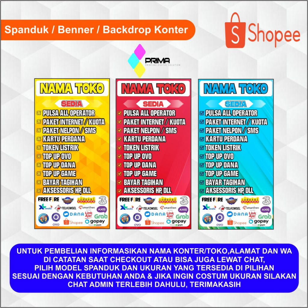 Jual SPANDUK BANNER CUSTOM BELI 1 PAKET DAPAT 2 UKURAN 100x50 cm ...