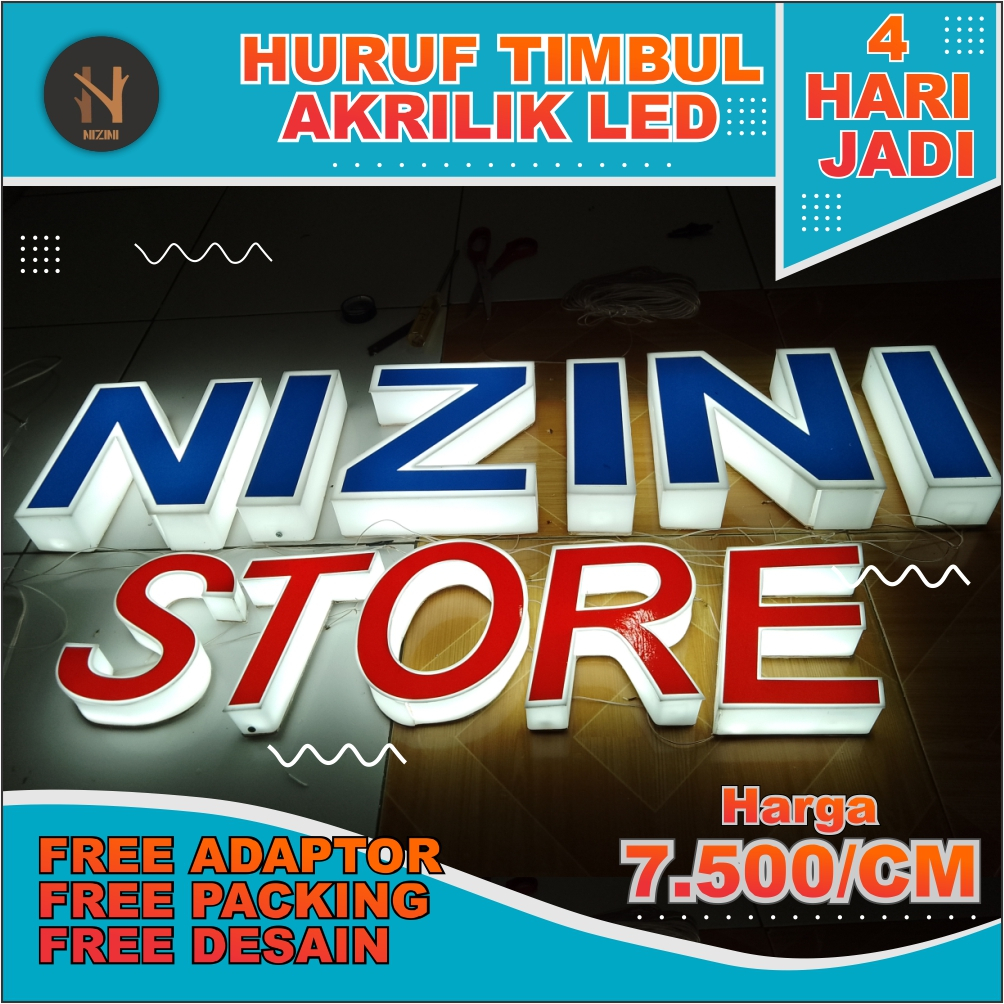 Jual Huruf LED Akrilik/acrylic Timbul Nyala Tulisan Nama Usaha Dekorasi ...