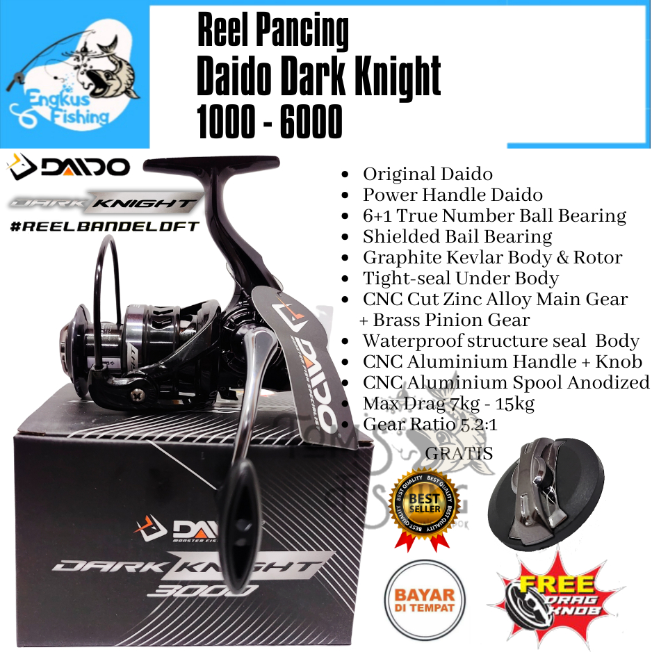 Jual Reel Pancing Daido Dark Knight 1000 - 6000 (6+1 Bearing) Power ...