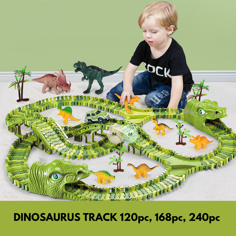 Jual Mainan Dinosaurus Rel Mobil 240pcs 168pc 120pc Buah Rel Mobil ...
