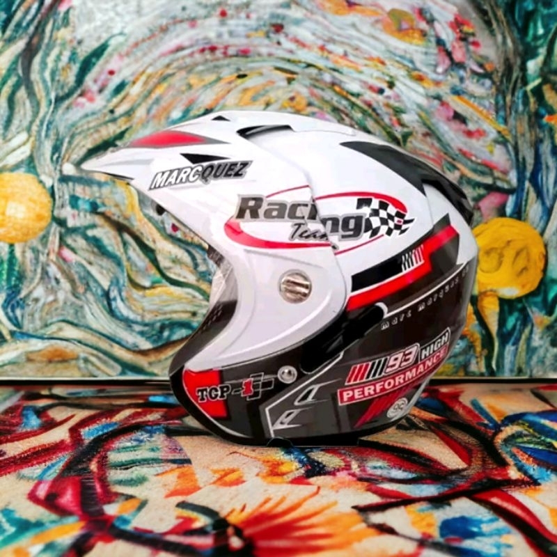 Jual Helem Racing Marc Marquez helm - Putih Hitam Glossy | Shopee Indonesia