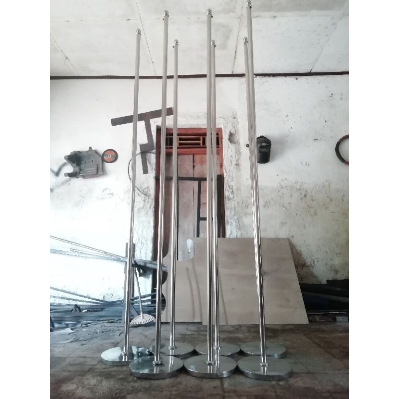 Jual Tiang Bendera Stainless Steel Indoor tinggi 2 meter dgn kaki bulat ...