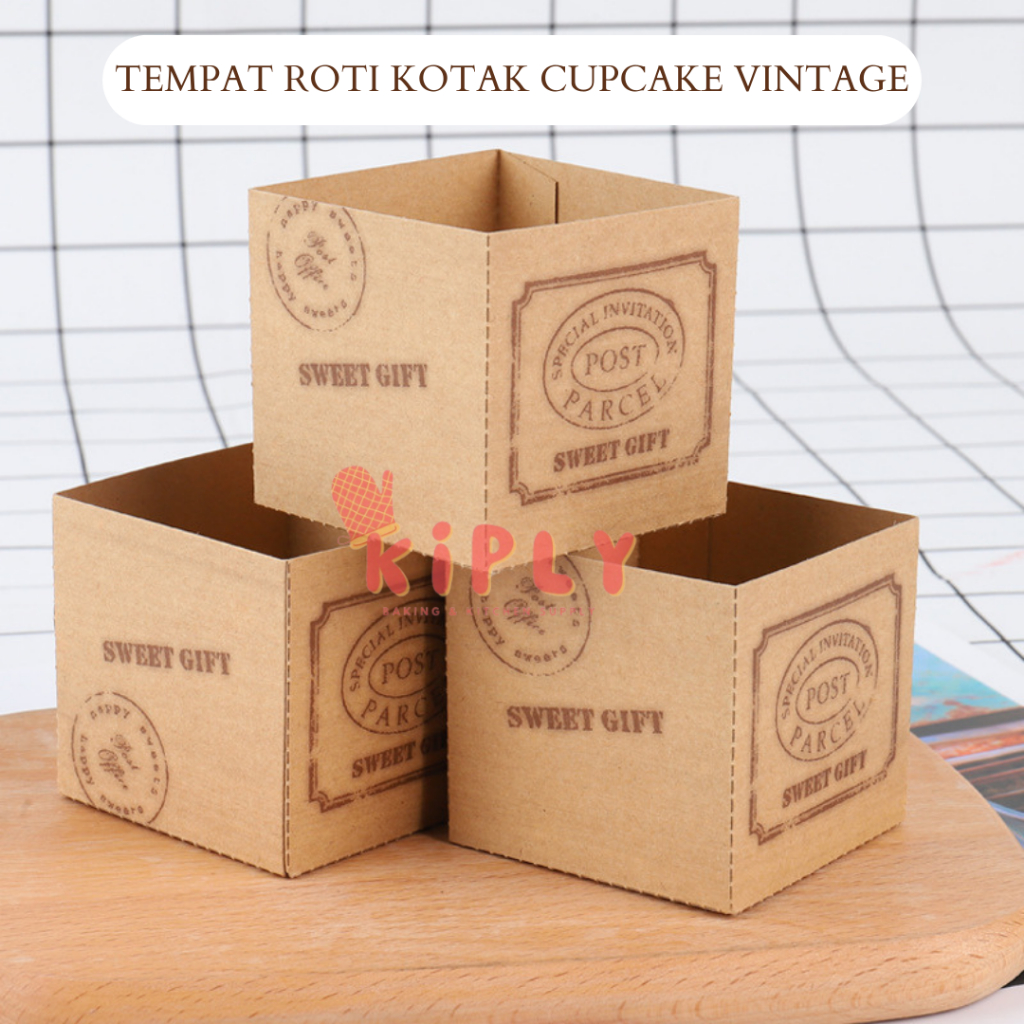 Jual Tempat Roti Kotak Cupcake Vintage/Paper Cup Kotak Kertas Kue ...