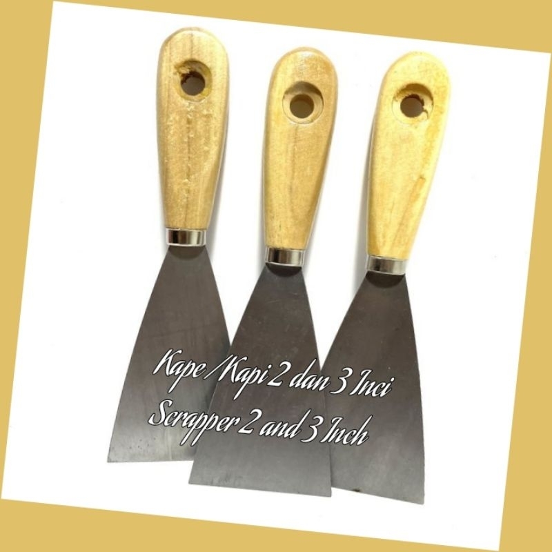 Jual KAPE DEMPUL 2 dan 3 INCI GAGANG KAYU - SCRAPPER 2 dan 3 INCH ...