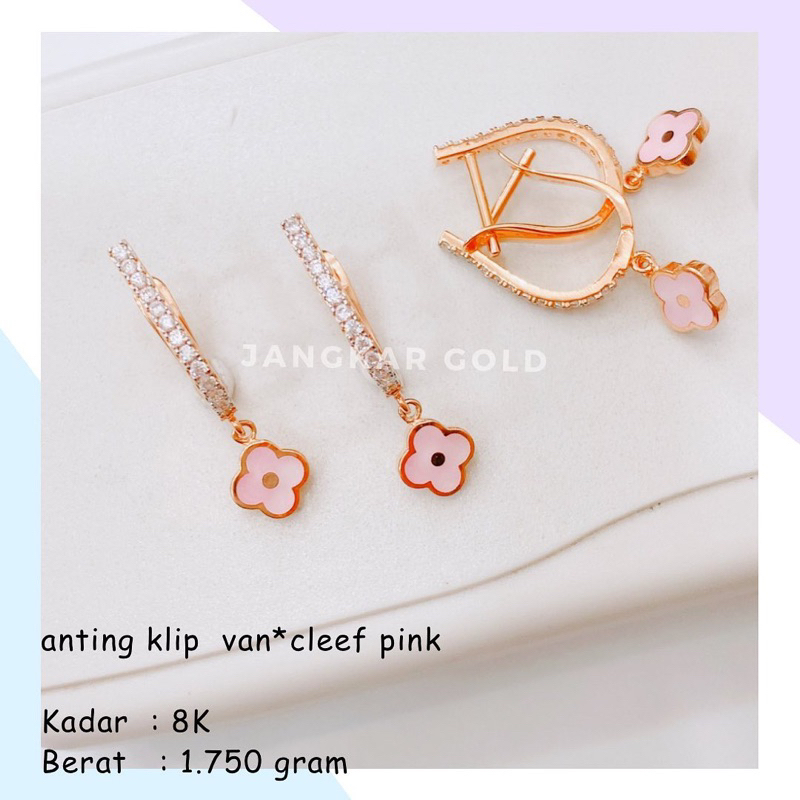 Jual ANTING KLIP VANCLEEF PINK 8K 1.750GR VC VCA VAN CLEEF | Shopee ...