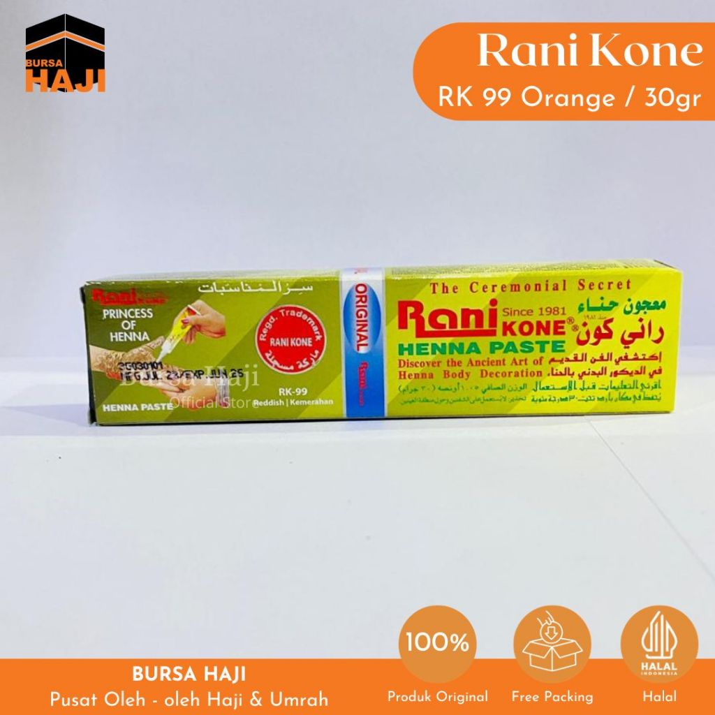 Jual Heena/Henna Rani Kone RK 99 30gr Orange Premium Kemasan Arab Saudi ...