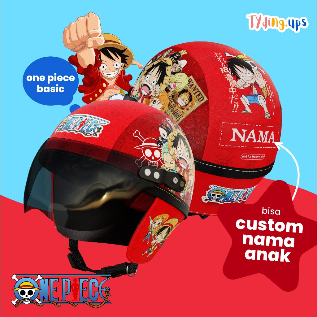 Jual HELM ANAK CUSTOM NAMA KARAKTER ONE PIECE MERAH UNTUK ANAK USIA 1 2 ...