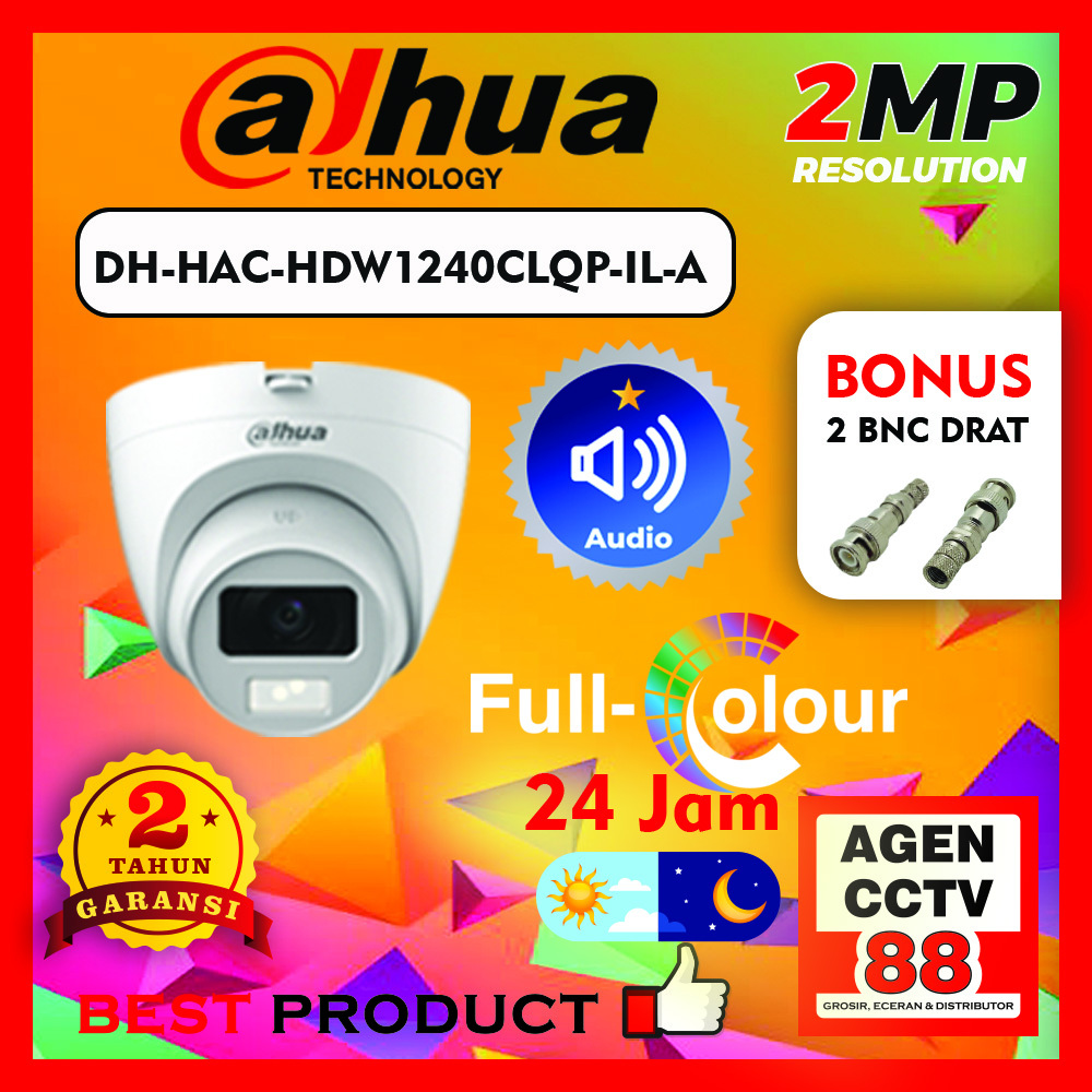 Jual cctv indoor DAHUA 2MP DH-HAC-HDW1240CLQP-IL-A Full Color ColorVu ...