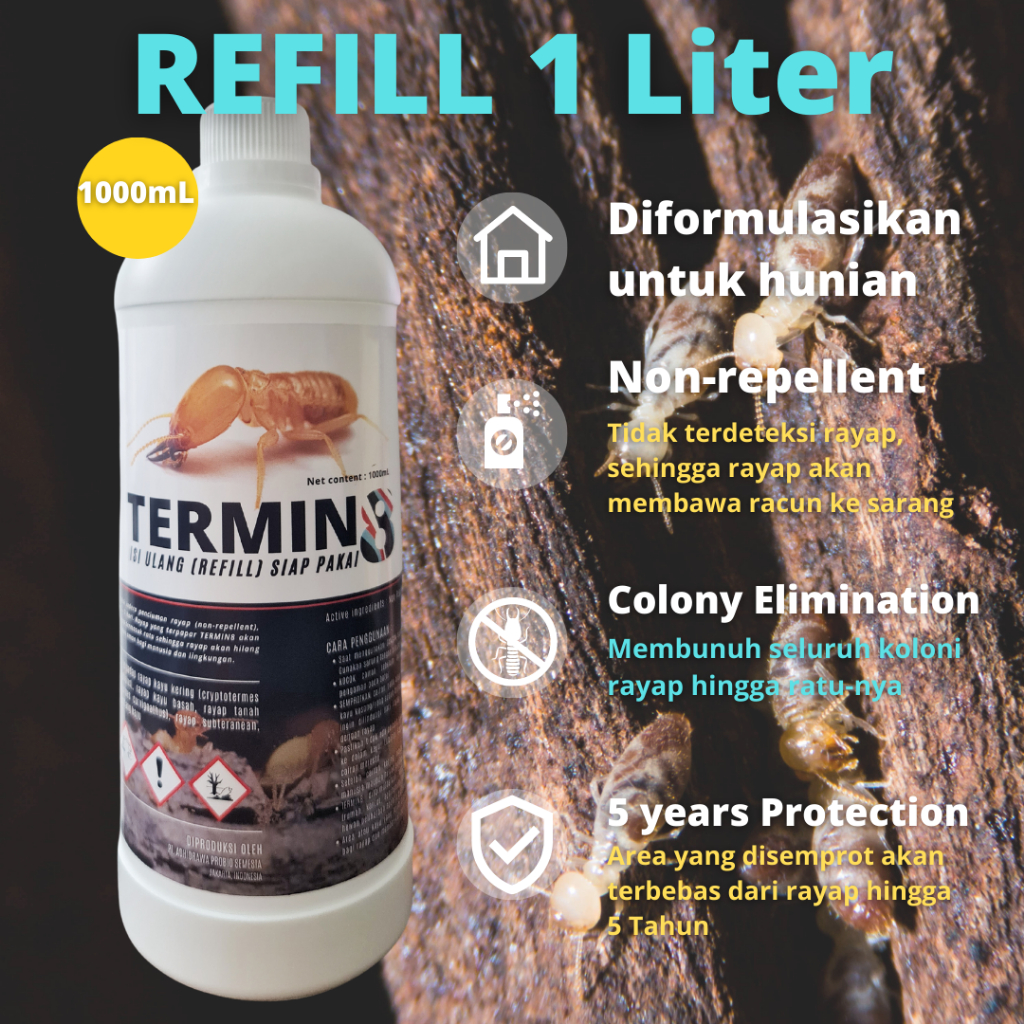 Jual Obat Anti Rayap Spray TERMIN8 / Racun Rayap Siap Semprot REFILL 1 ...