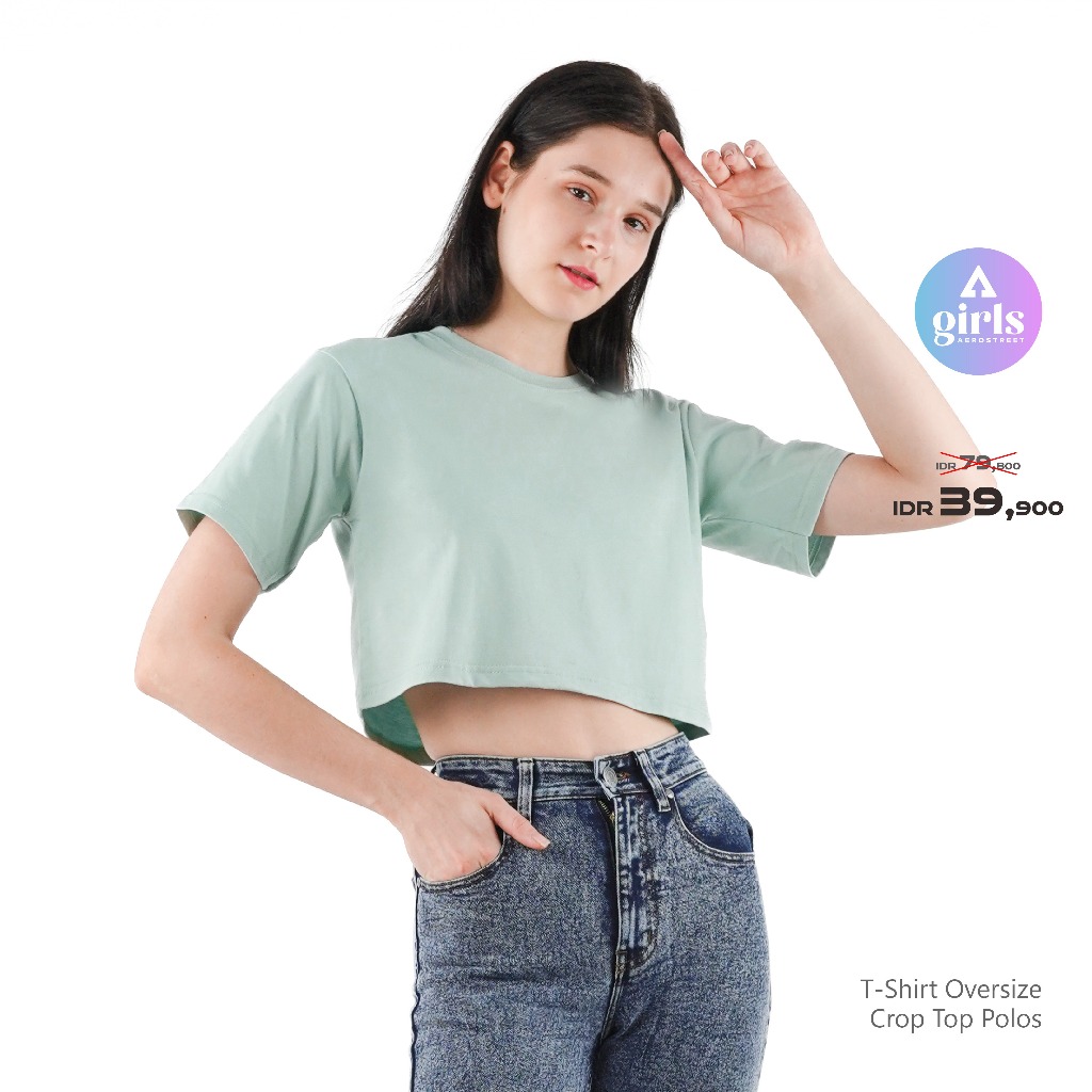 Jual Aerostreet T Shirt Oversize Crop Top Polos Cerah Woman KBC03 | Shopee Indonesia