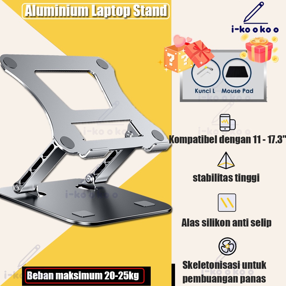 Jual i-kookoo Rotasi 360°Aluminium Laptop Stand Portable Fold Holder For 11-17.3" inch Laptop ...