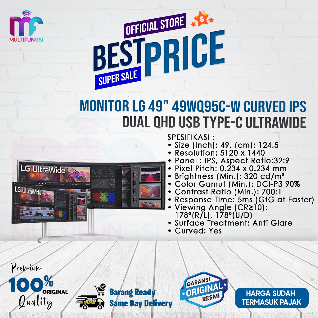 Jual Monitor LG 49" 49WQ95C-W Curved IPS Dual QHD USB Type-C Ultrawide Garansi Resmi | Shopee ...