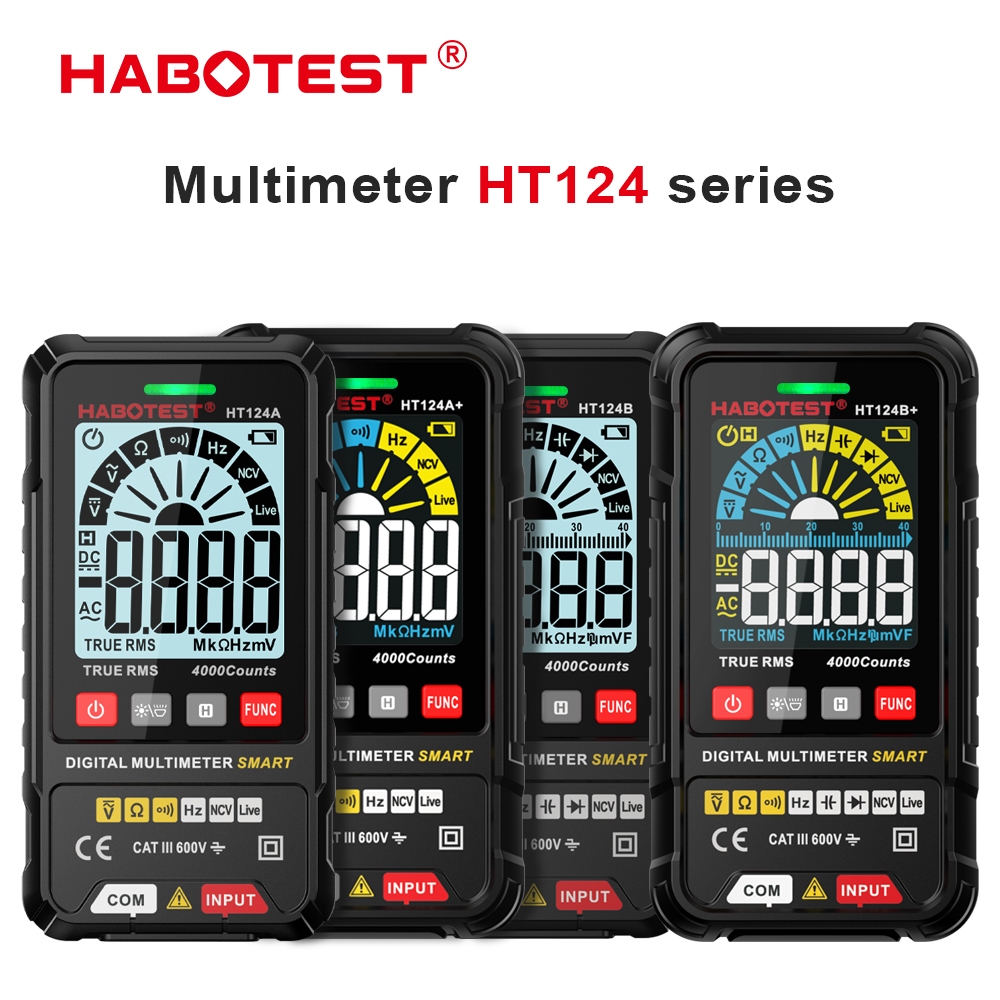 Jual HABOTEST HT124 Multimeter 600V AC/DC Multimeter Digital True RMS ...
