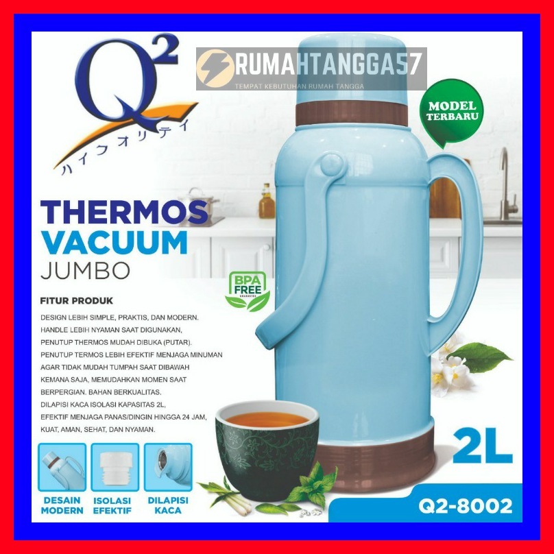 Jual THERMOS Q2-8002 / TERMOS Q2 8002 / THERMOS VACUUM JUMBO 2L Q2-8002 / TERMOS AIR PANAS 2 ...
