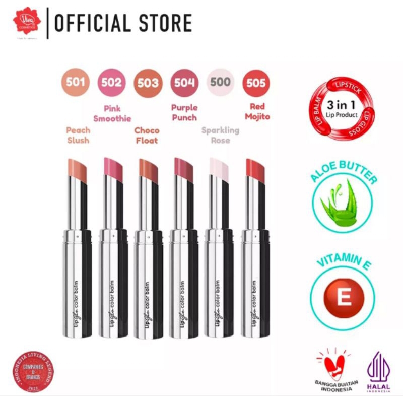 Jual RED-A LIP GLO Color Balm 3 in 1 Lipstick Viral Lipstik Lip Stik 500 501 502 503 504 505 Red ...
