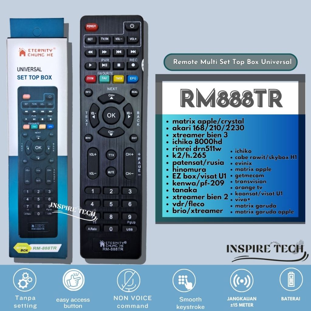 Jual Remot Remote Multi STB UNIVERSAL DVB-T2 RM-888STB Bisa Untuk Semua Merk Set Top Box ...