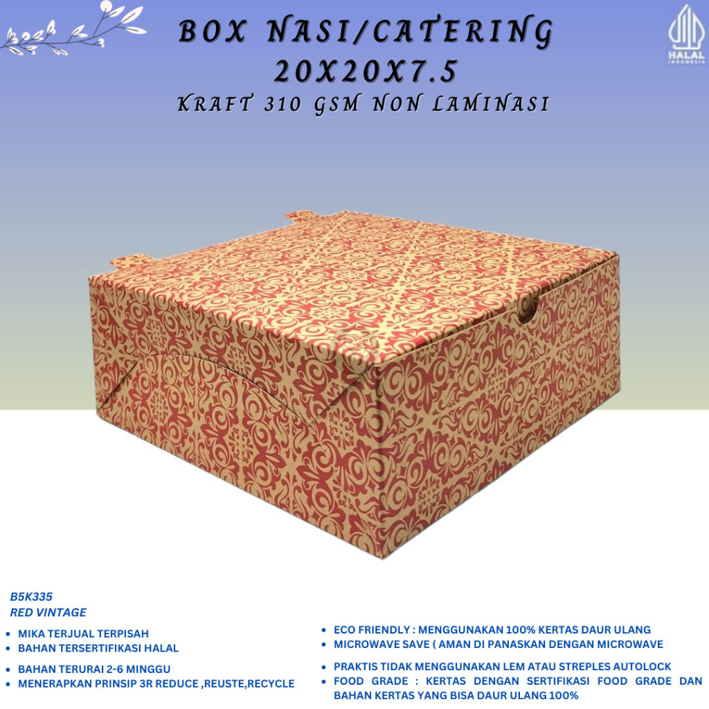 Jual Box Nasi 20X20 Dus Nasi Catering Dus Nasi Kotak (B5K335-20X20X7.5 ...