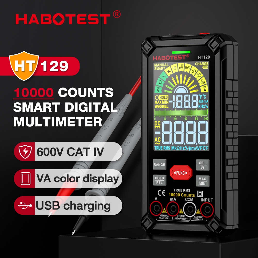 Jual HABOTEST HT129 Multimeter Digital Rentang Otomatis True RMS AC DC ...