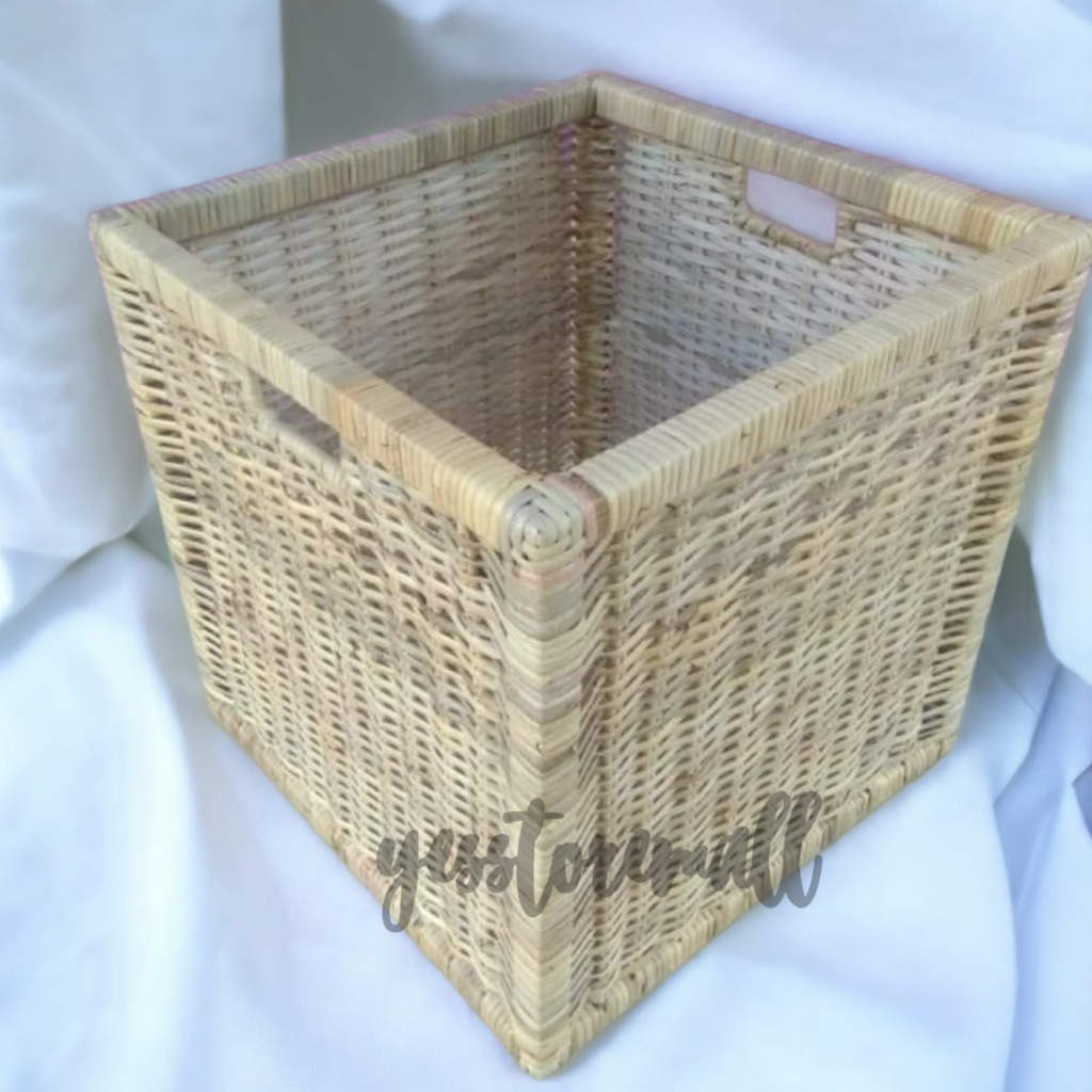 Jual Keranjang rotan kotak besar box laci rangka kayu penyimpanan ...