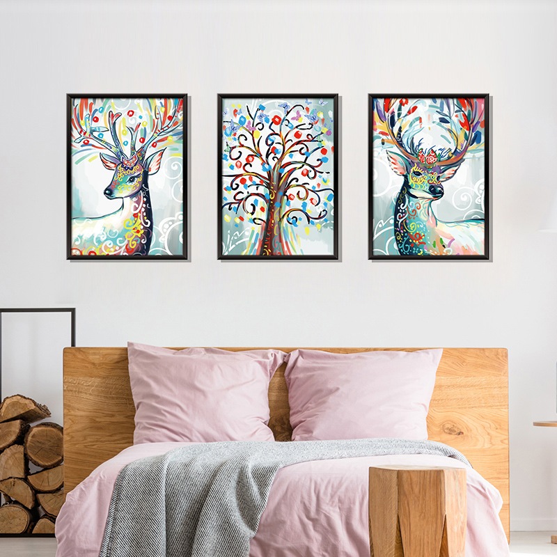 Jual Reliza Wall Sticker 3D Frame Deer And Tree Painting Jendela Bingkai Pohon Rusa Aesthetic ...