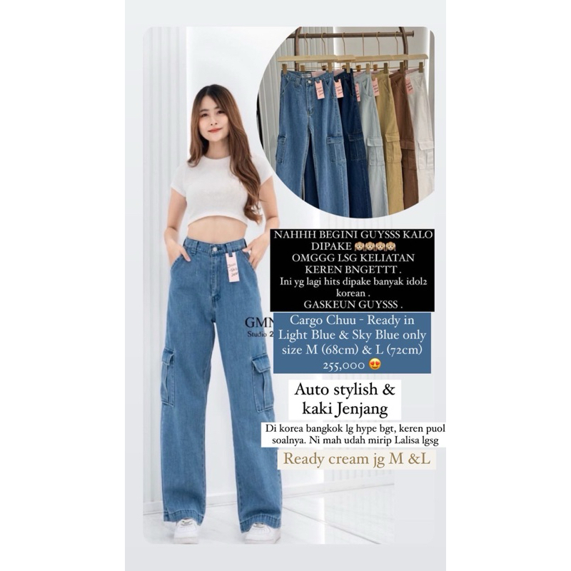 Jual Celana Kargo Chuu -5kg Pants Bangkok denim cargo jeans Lisa | Shopee Indonesia