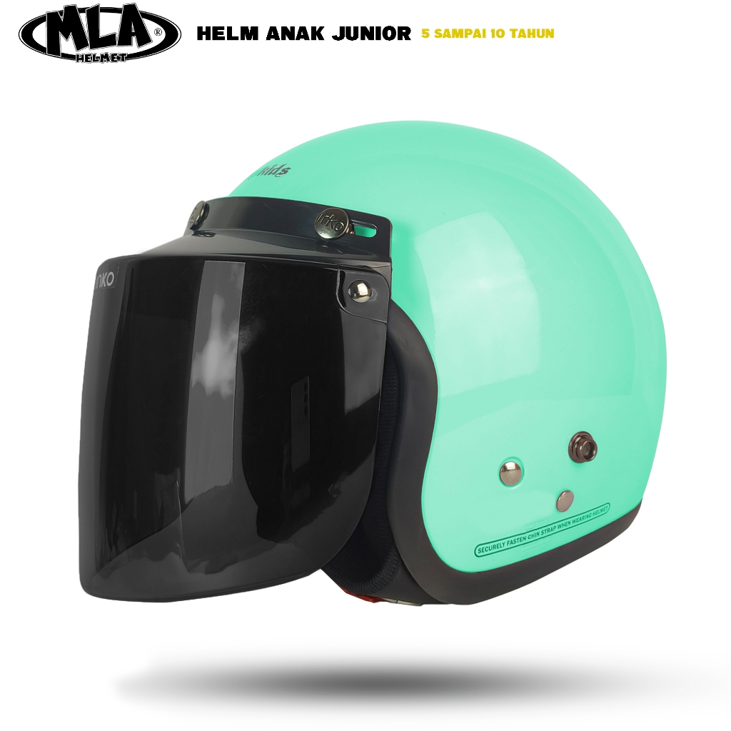 Jual Helm Bogo Retro Anak Full Leher Warna Hijau Mint Free Kaca SNI ...