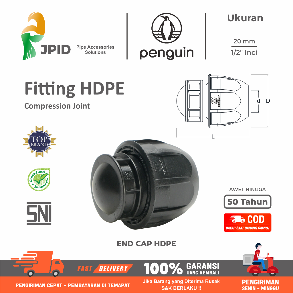 Jual Fitting HDPE End Cap / Dop HDPE 20mm ~ 1/2" | Shopee Indonesia