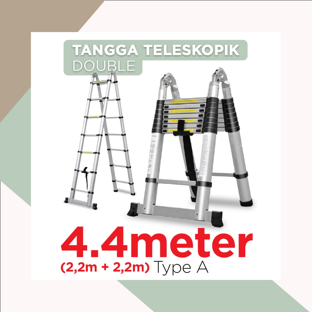 Jual Tangga Lipat Teleskopik Aluminium Tipe A 4.4M Double Telescopic ...