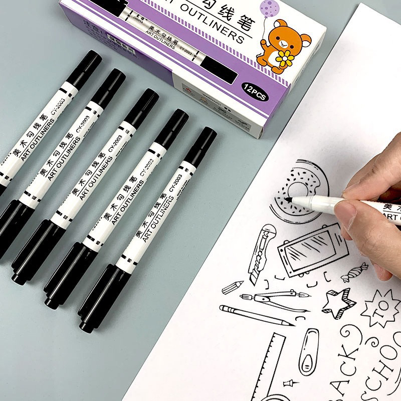 Jual Delunashop Spidol ART Outliners CY-2003 Permanent Marker Spidol ...