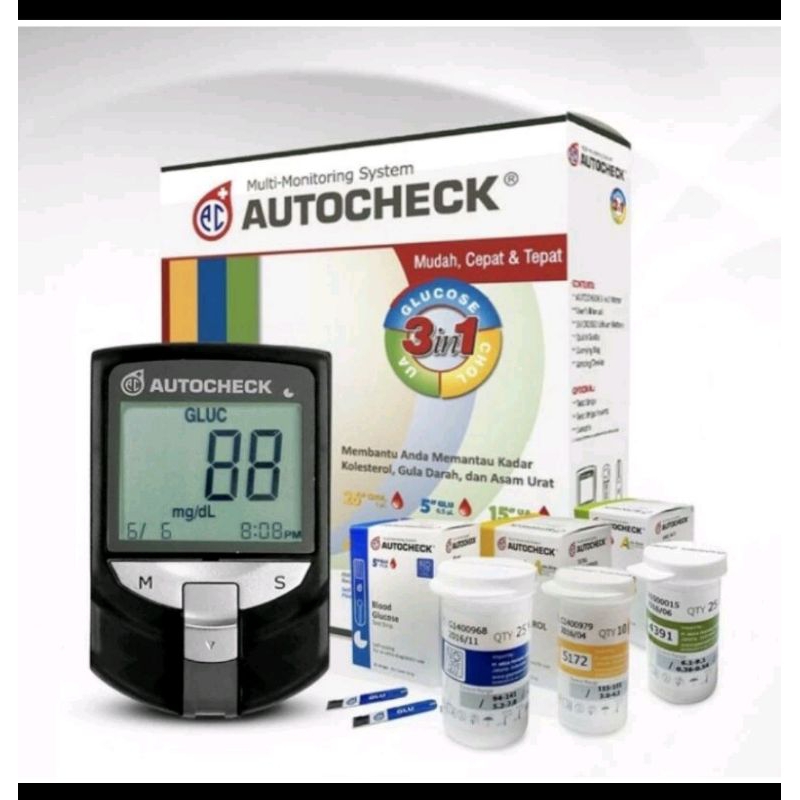 Jual Autocheck Multi Monitoring System 3 in 1 (Glucose, Cholesterol ...